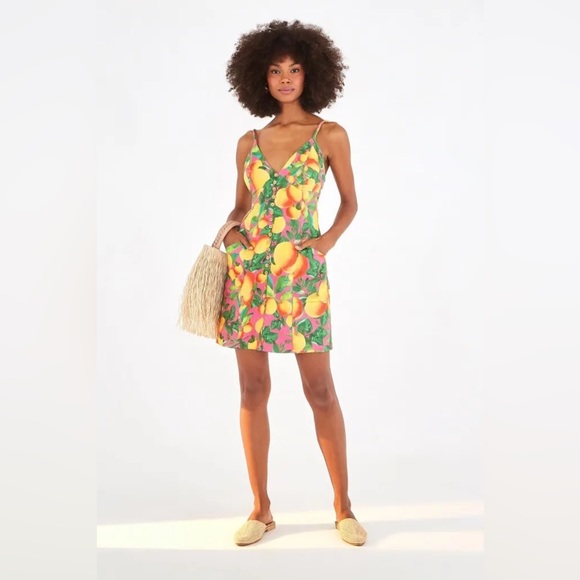 FARM Rio | Dresses | Farm Rio Orange Sunset Mini Dress Sz M | Poshmark